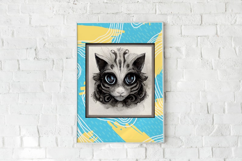 Instant Download PNG JPG File Digital Cat Art Animal - Etsy