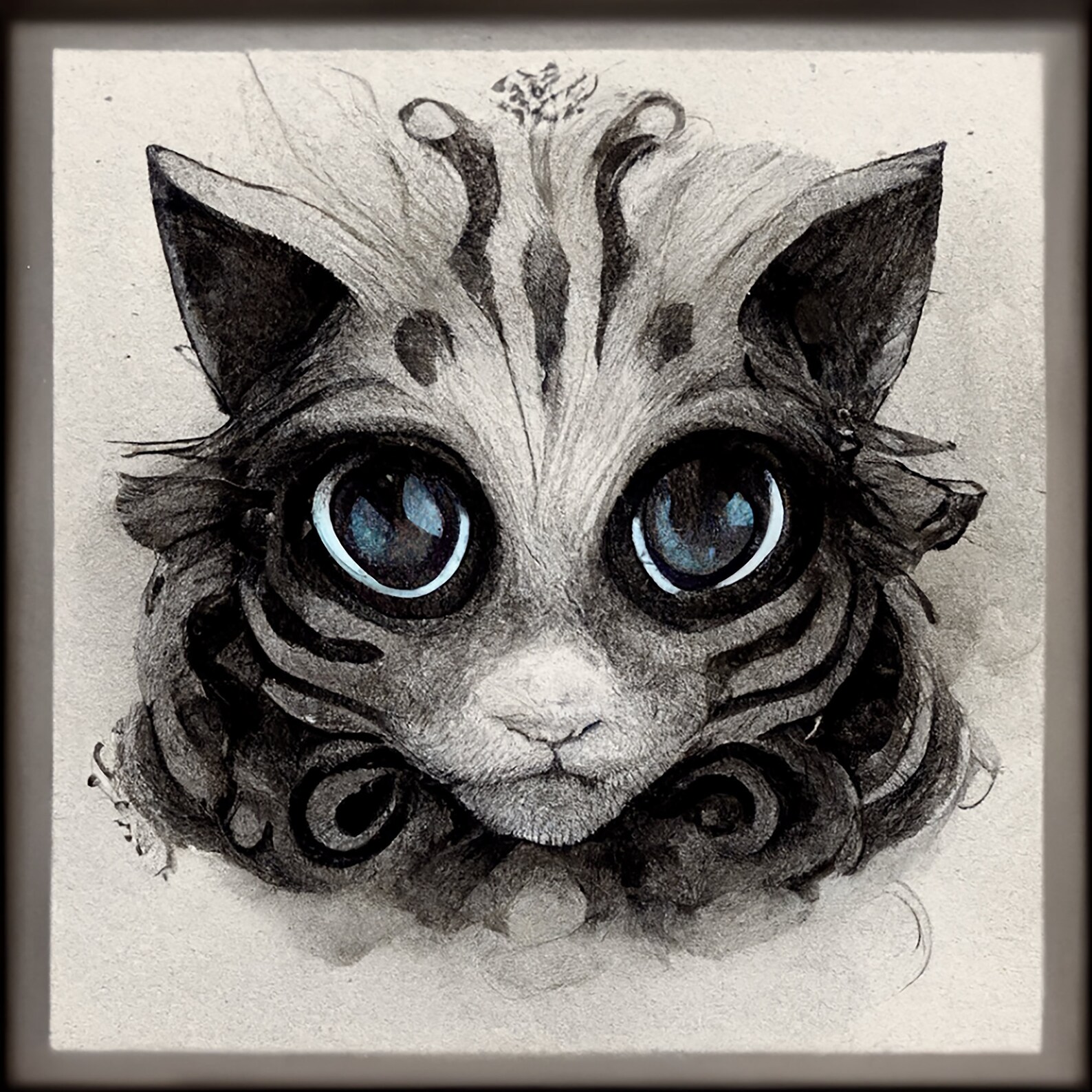 Instant Download PNG JPG File Digital Cat Art Animal - Etsy