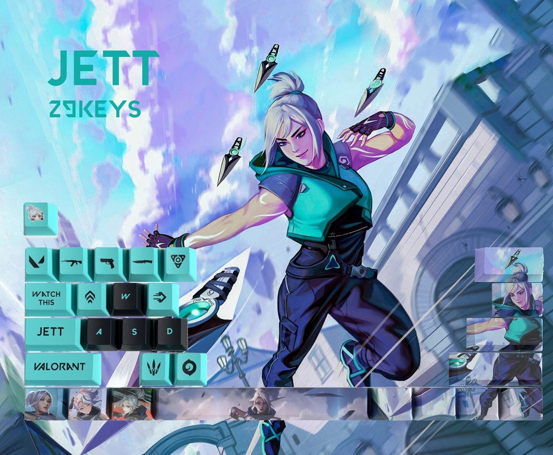 Valorant Jett Keycaps 29 Keys Set OEM Profile Keycaps - Etsy UK