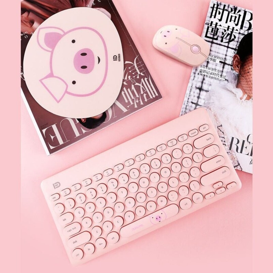 Wireless Keyboardmousedeskpad 3in1 Bundle Set Cute Office Ergonomic ...