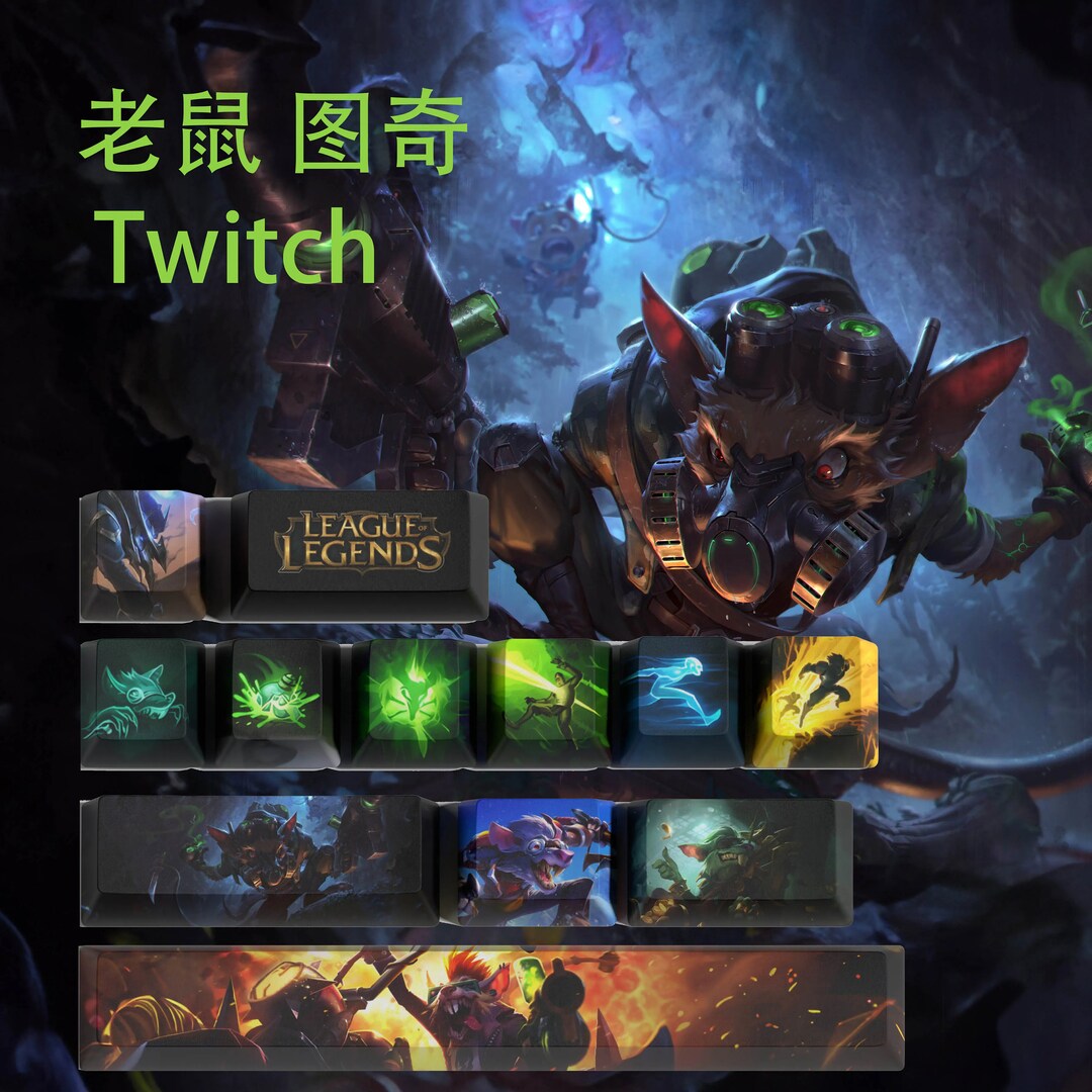 League of Legends Twitch 12 Keycaps Set Oem Profile Sub-dye MX Switches ...