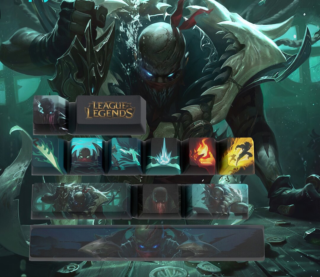 League of Legends Pyke 12/29 Keycaps Set Oem Profile Sub-dye MX ...