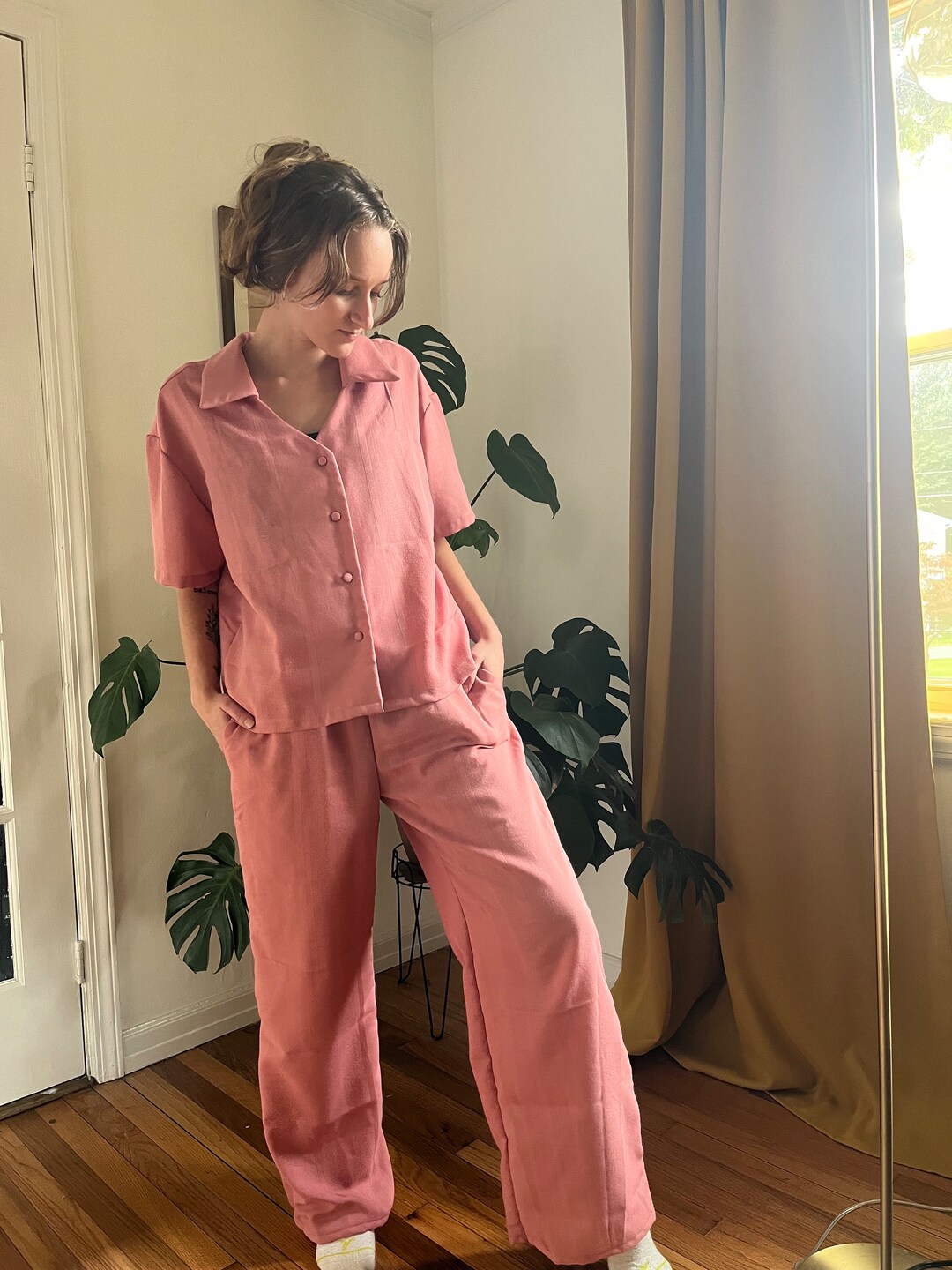 Soft Pink Lounge - Upcycled Comfy Wear Set | Size S/M | Sustainable ...