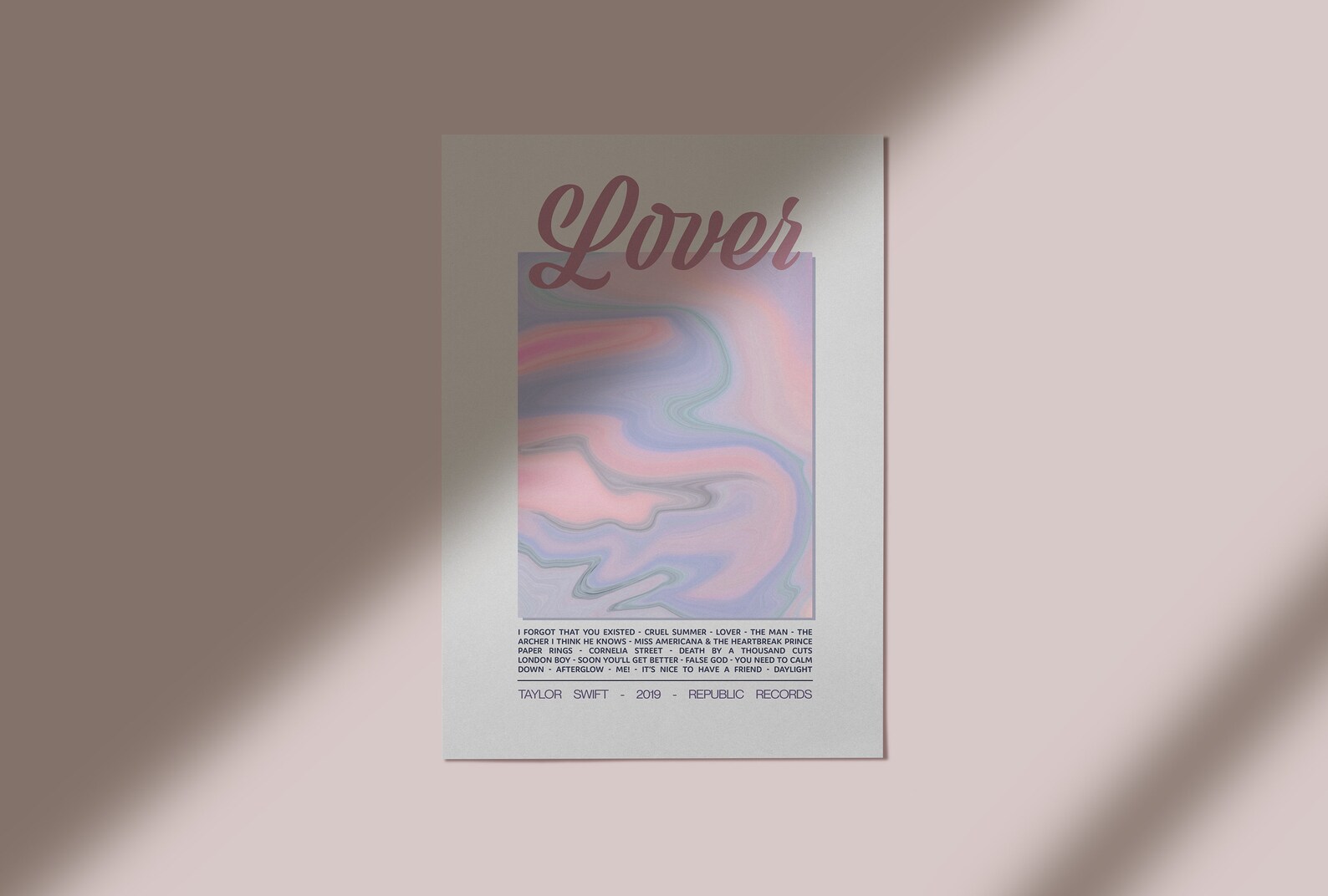 TAYLOR SWIFT Inspired Poster / LOVER Album Poster / Digital Print ...