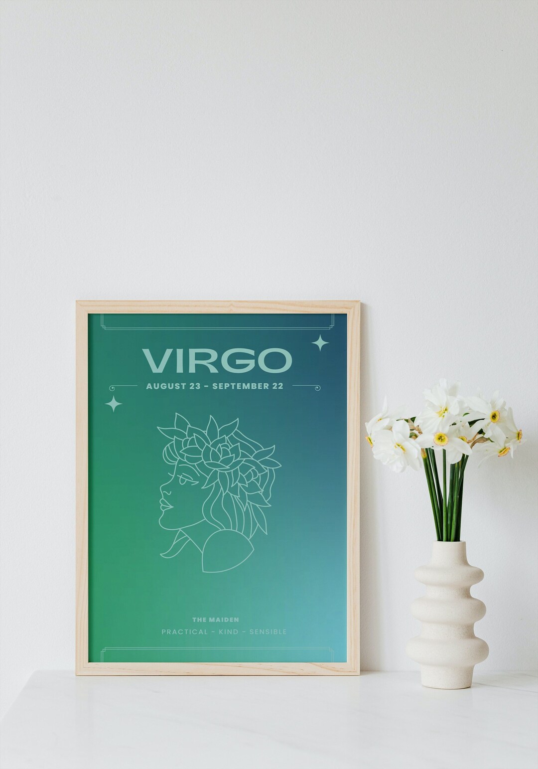 VIRGO Zodiac Sign Digital Print, Instant Download, Gradient Astrology ...
