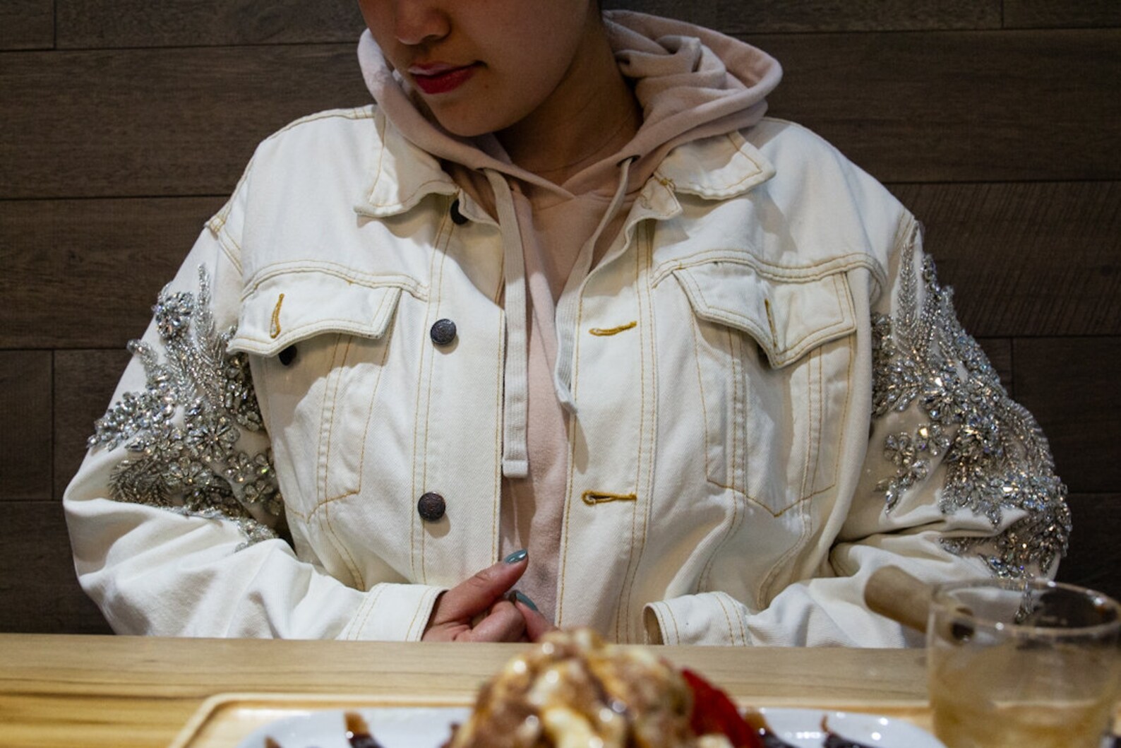 White Bridal Jacket With Rhinestones, Bling Wedding Customized Denim ...