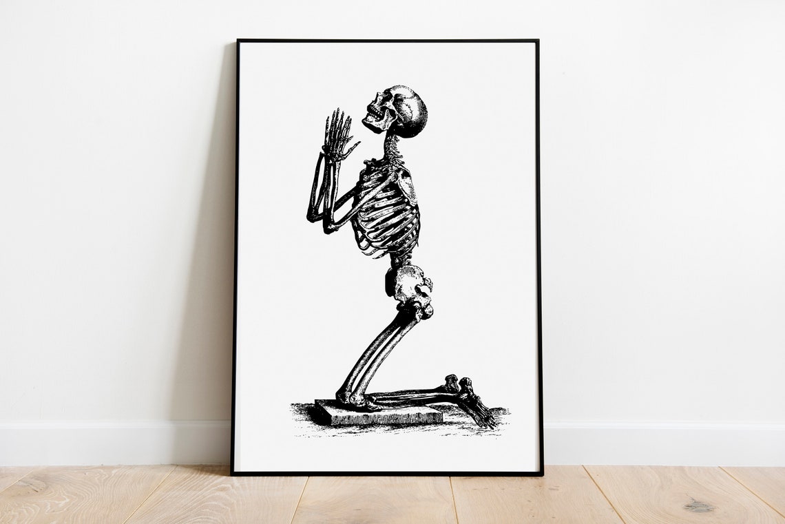 Skeleton PRINTABLE Art, Black and White Prints, Minimalist Living Room ...
