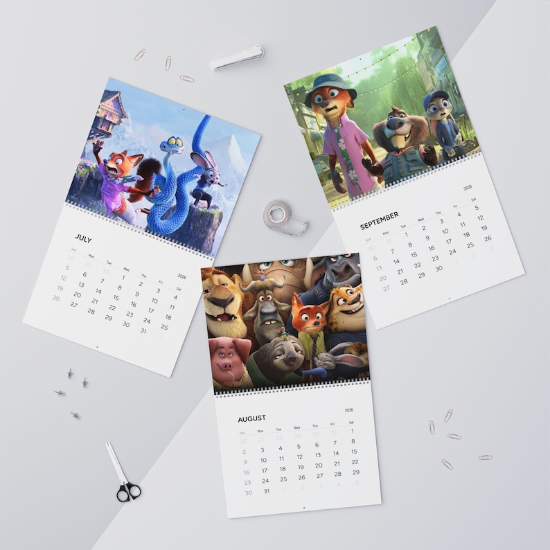 Zootopia Characters 2026 Wall Calendar | Monthly Spiral-bound Calendar ...