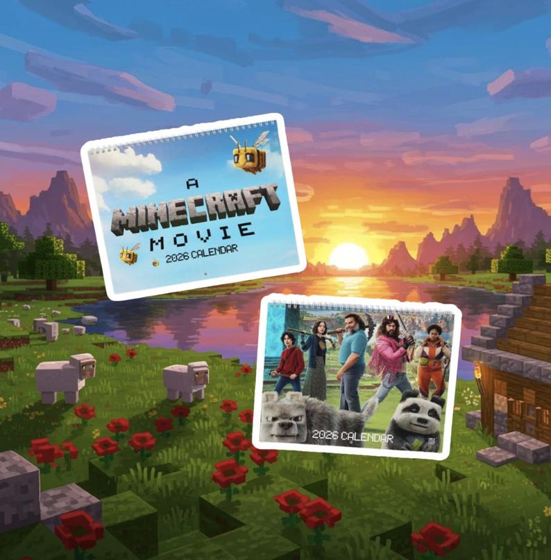 Minecraft Movie Calendar 2026 | Wall Calendar, Monthly Pages| Chicken ...