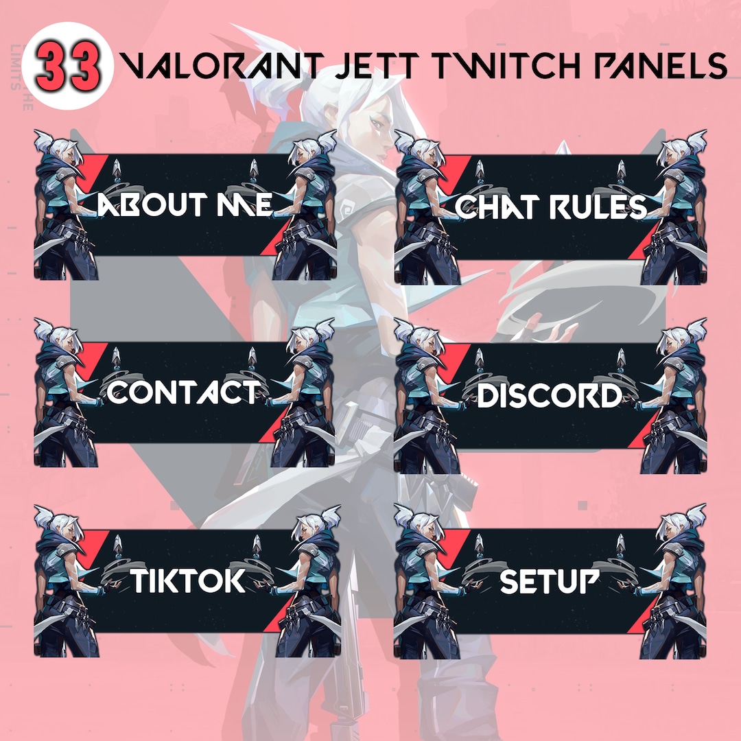 Valorant Jett Twitch & Kick Panels | 33 Panels With Text + 1 Panel ...