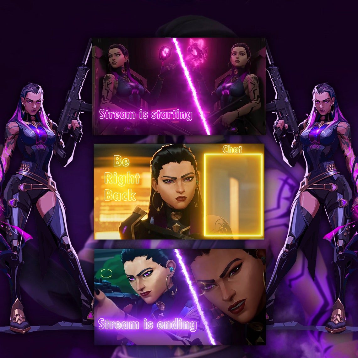 ANIMATED Valorant Reyna Twitch and Youtube Overlay Pack - 3 Scenes ...