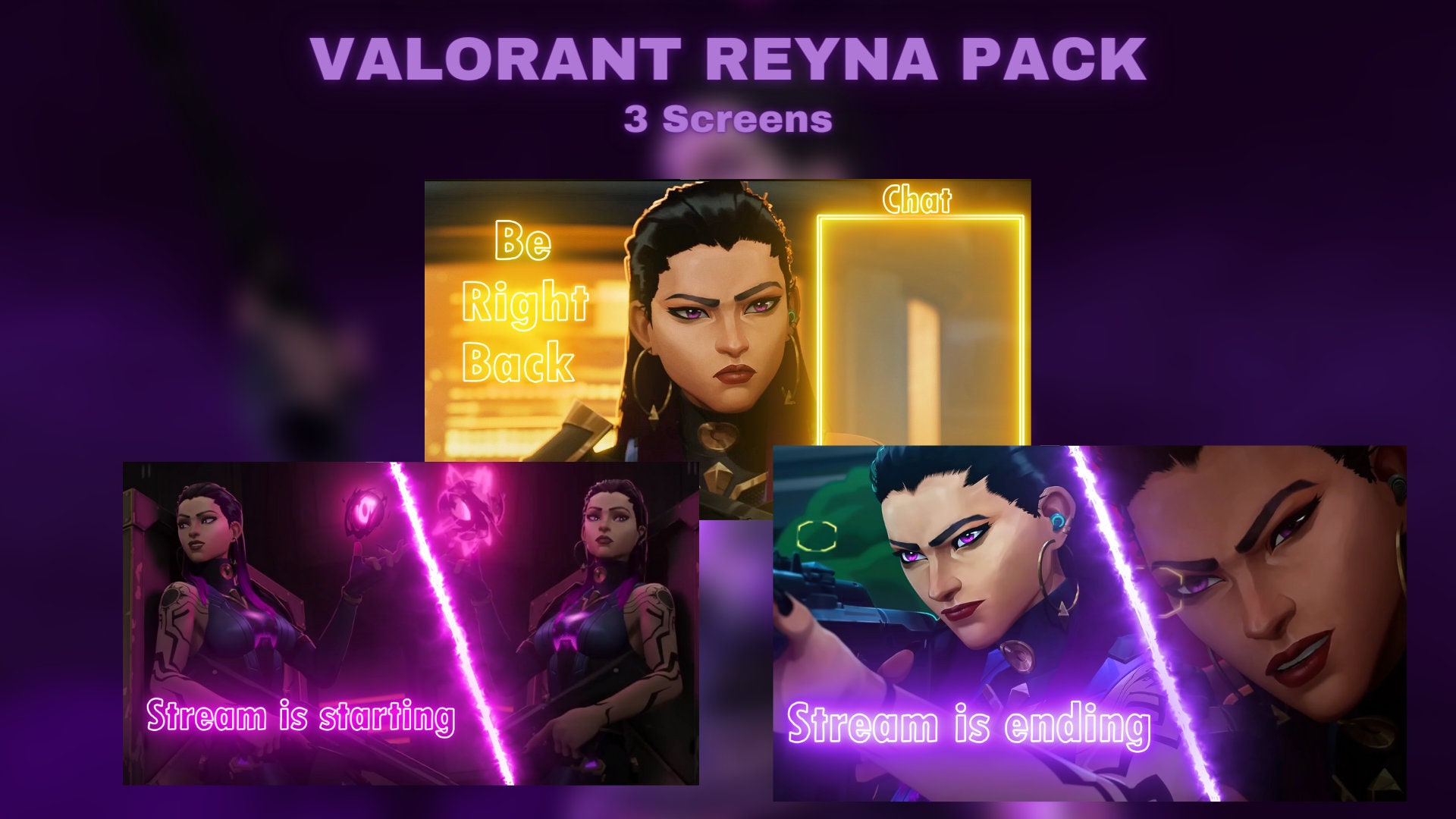 ANIMATED Valorant Reyna Twitch and Youtube Overlay Pack 3 - Etsy