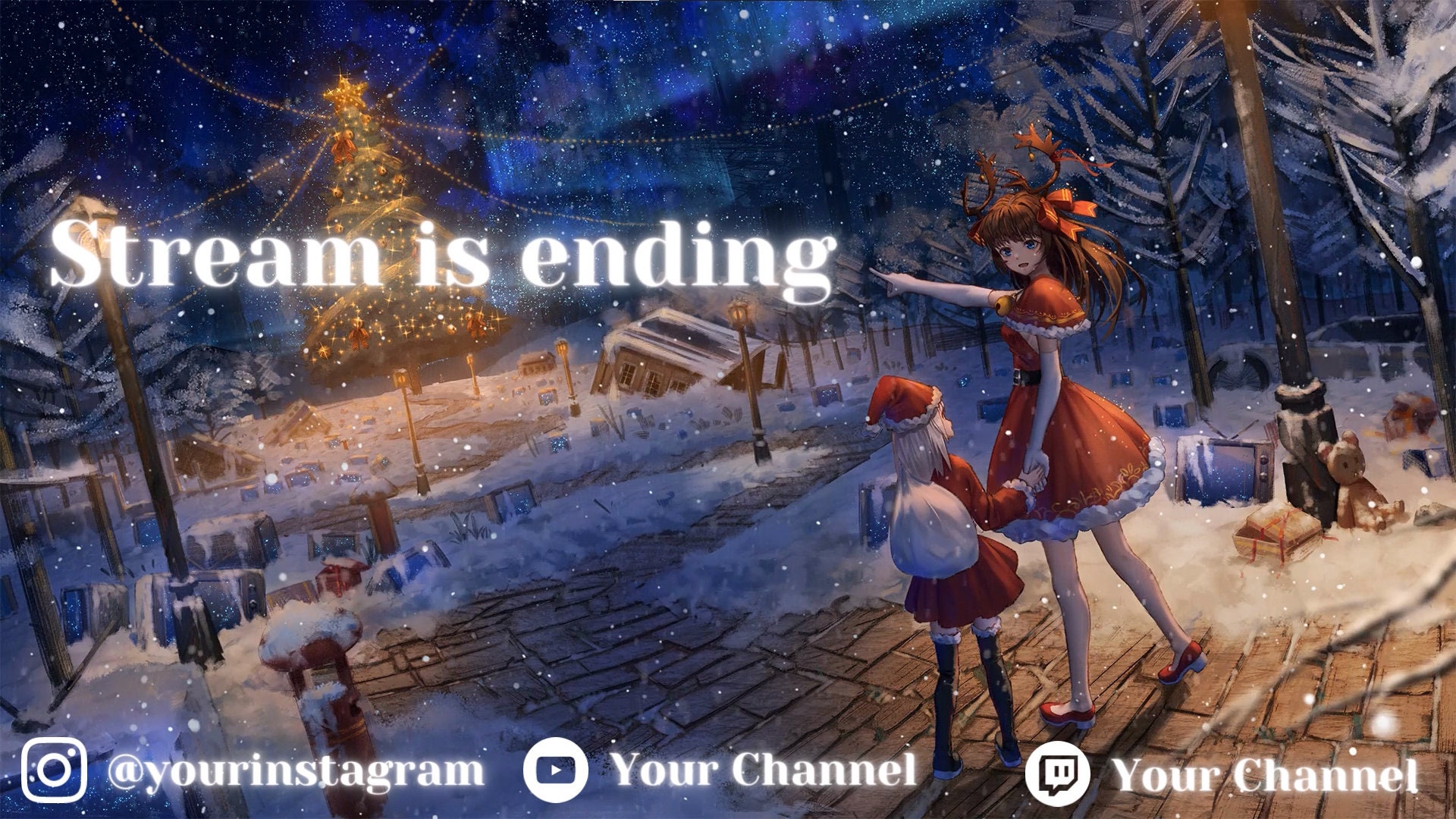 ANIMATED Twitch and Youtube Anime Christmas Overlay Pack, Gaming, Just ...
