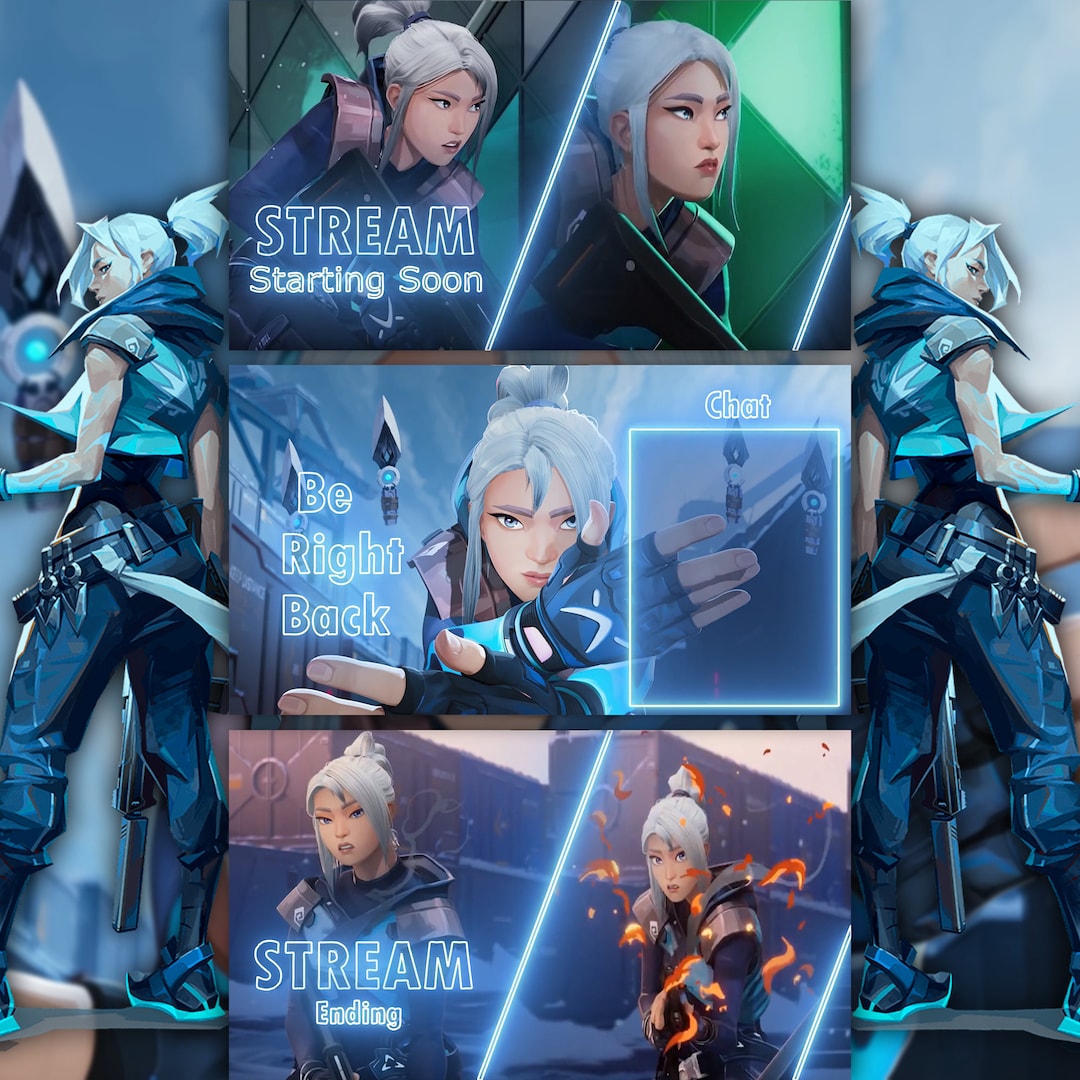 ANIMATED Valorant Jett Twitch and Youtube Overlay Pack 3 Scenes Start ...
