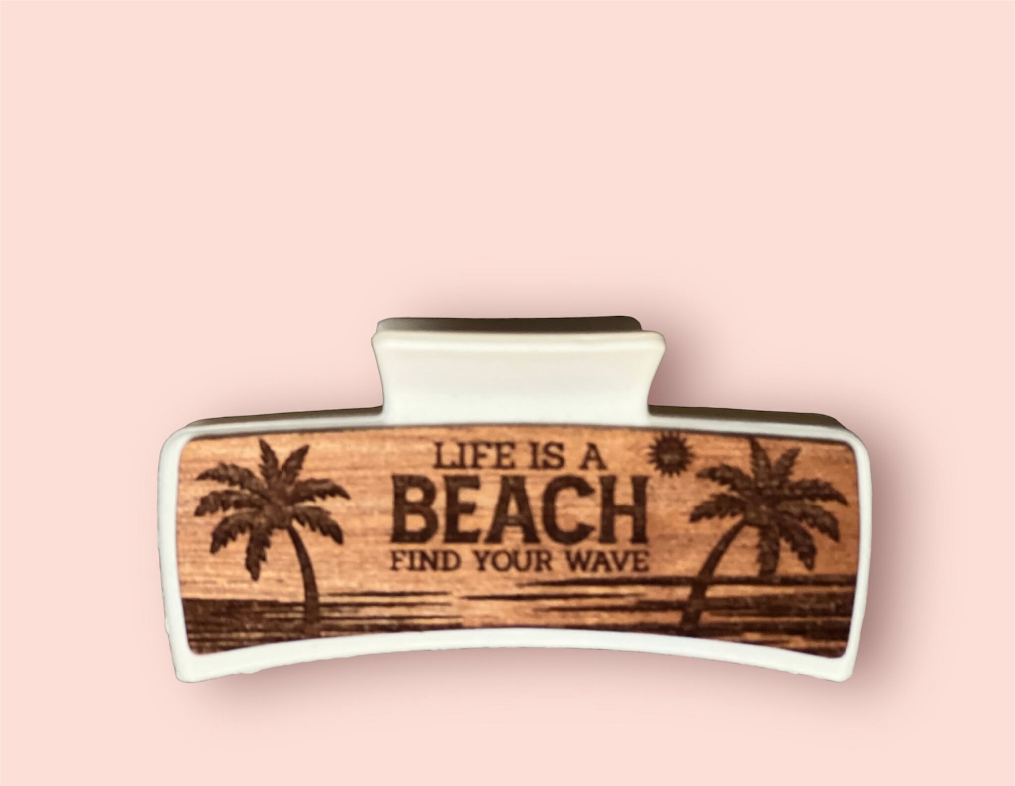 Lifes a Beach Wave Print Hair Clip SVG and PDF File for Laser Cutters ...