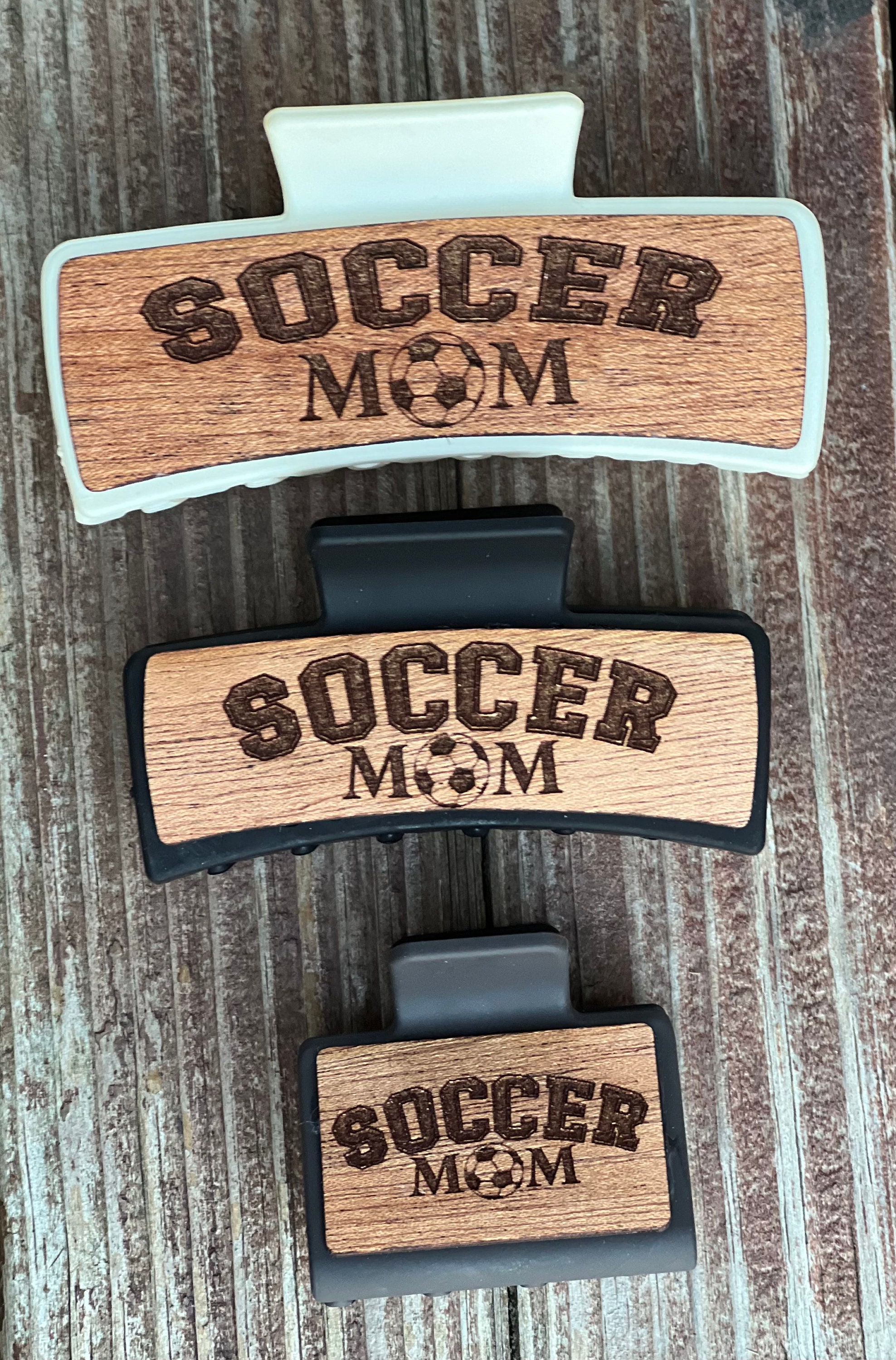 Mom Soccer Print Hair Clip SVG and PDF File for Laser Cutters, Small ...