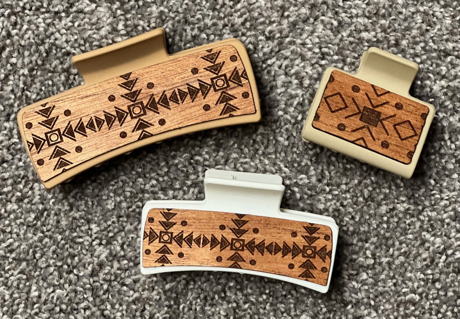 2 Aztec Tribal Print Hair Clip SVG and PDF Files for Laser Cutters ...