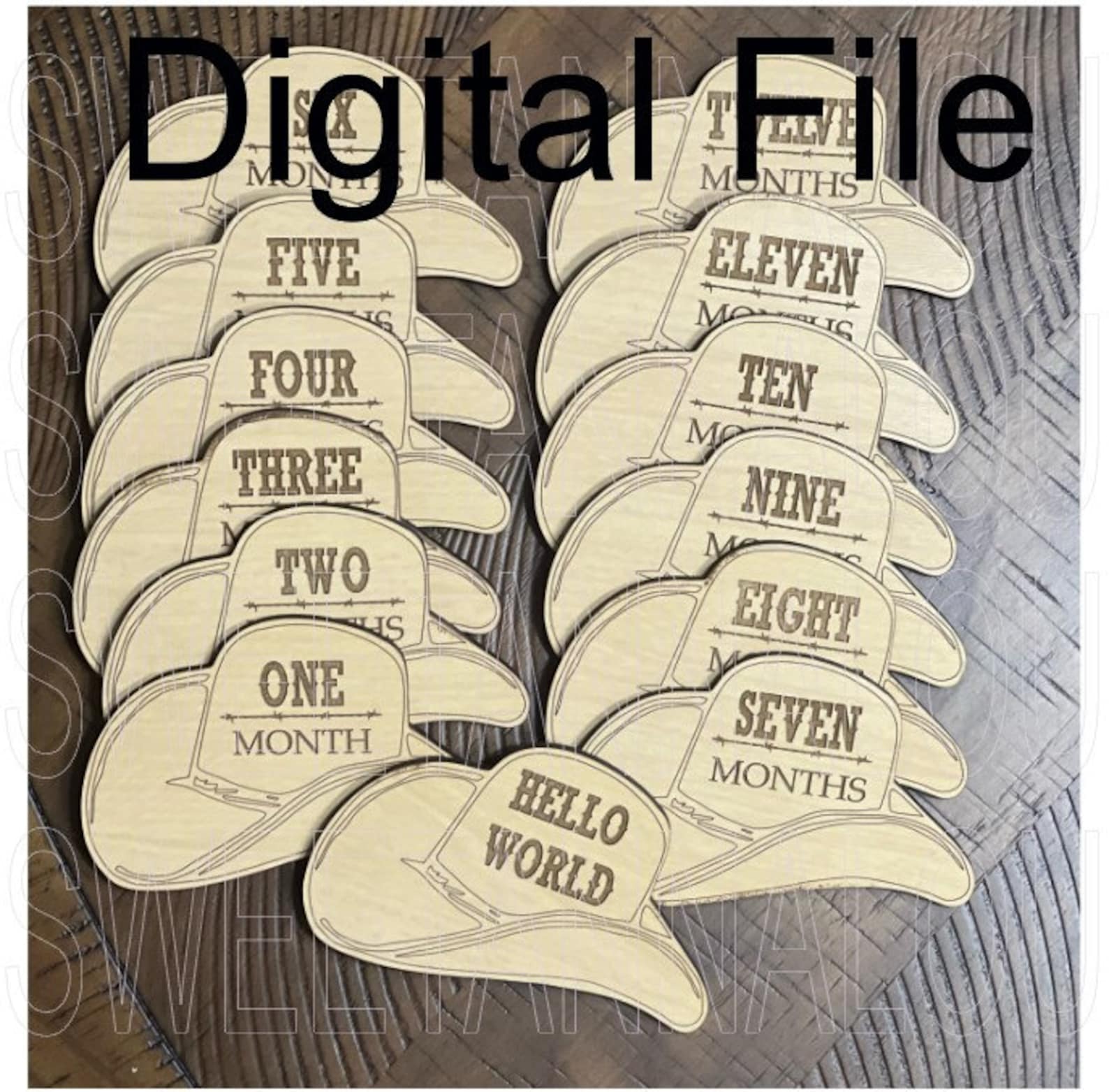 Baby Milestones Cowboy Hat Laser Ready File, SVG, PDF, Glowforge Tested ...
