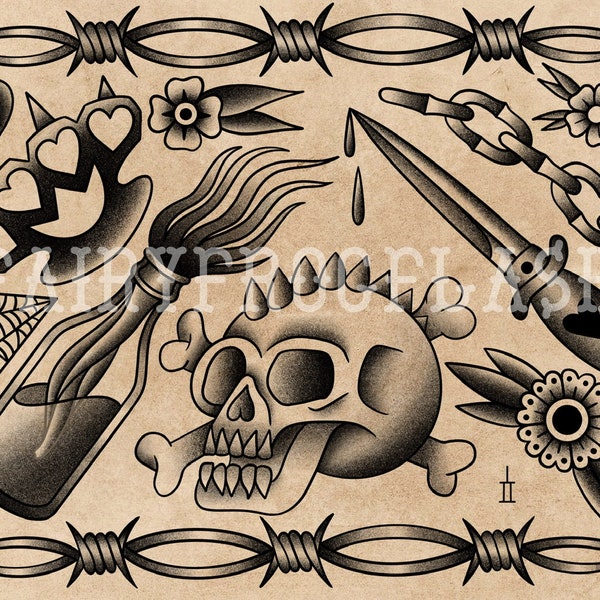 Traditional Tattoo Flash - Etsy
