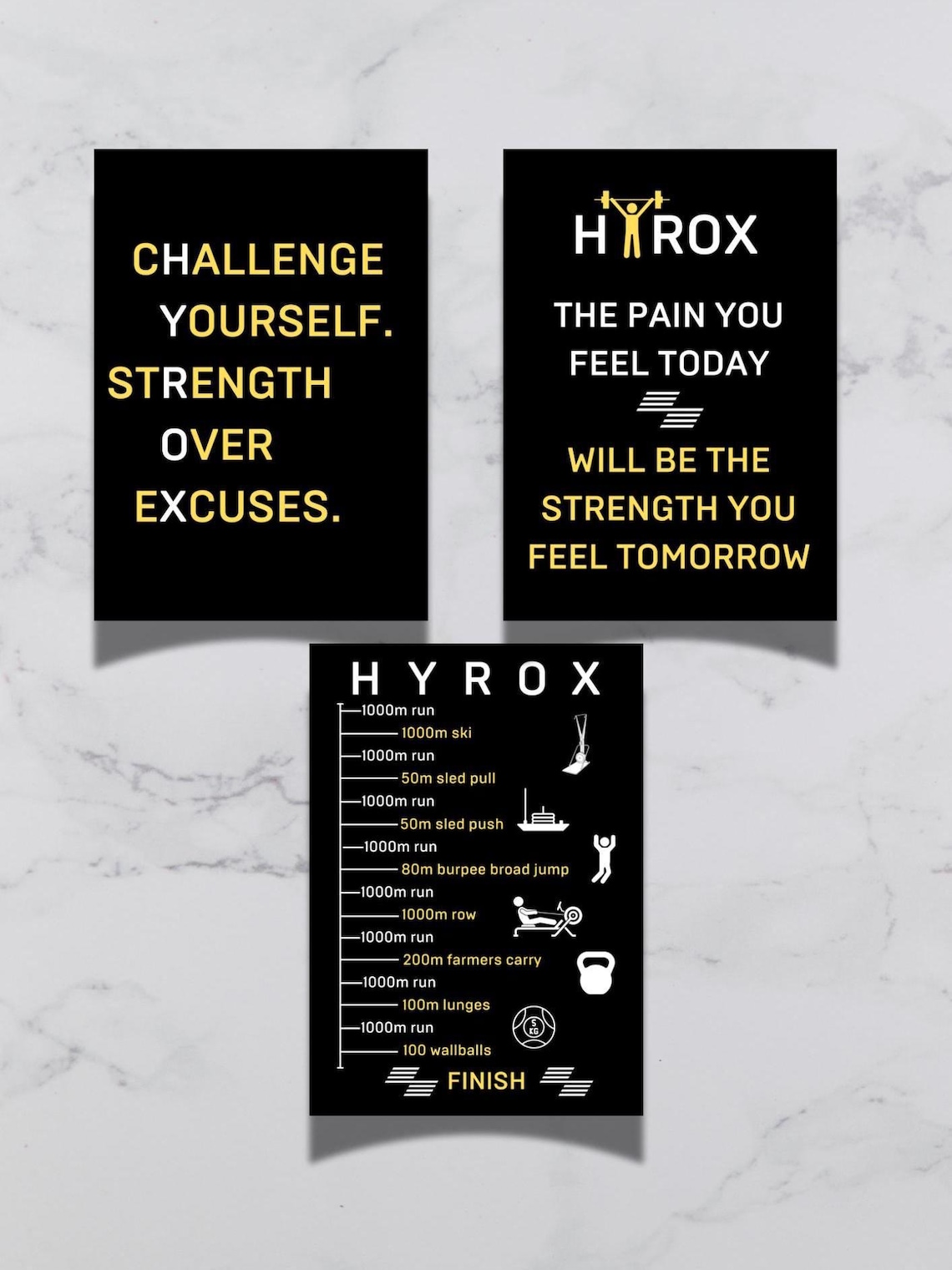 3 Hyrox Motivational Prints // Digital Set of Inspirational Fitness ...