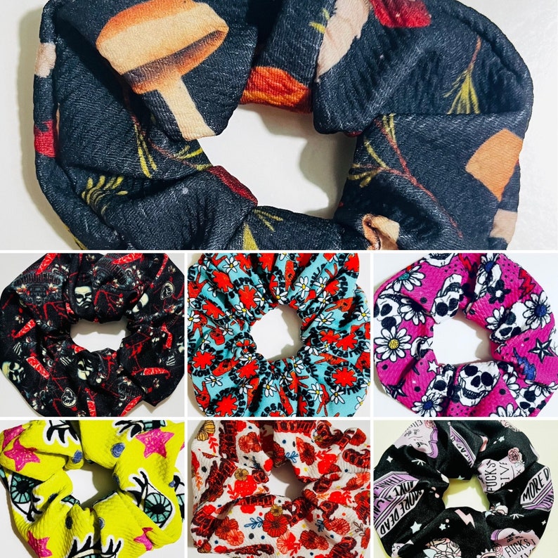 Handmade Scrunchies | Mushrooms | Skulls and Bolts | Evil Eye | Here ...