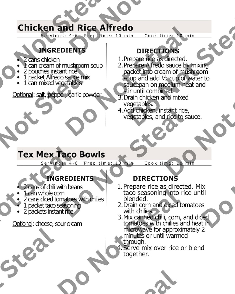 Meal-in-a-bag Recipe Guide | 32 Shelf-stable Meals & Planner Printable ...