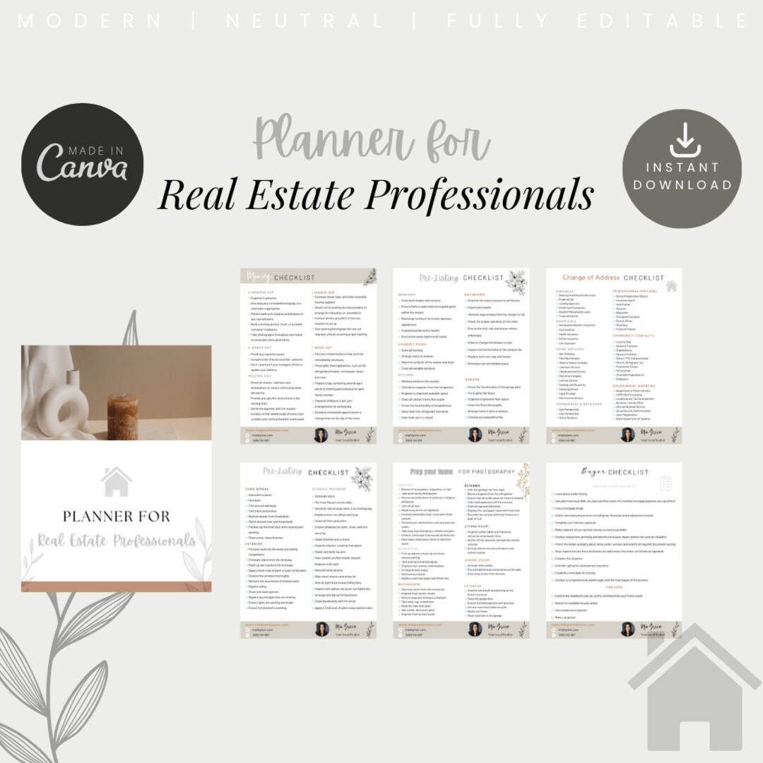 Ultimate Editable Canva Template Real Estate Planner Print on Demand - Etsy