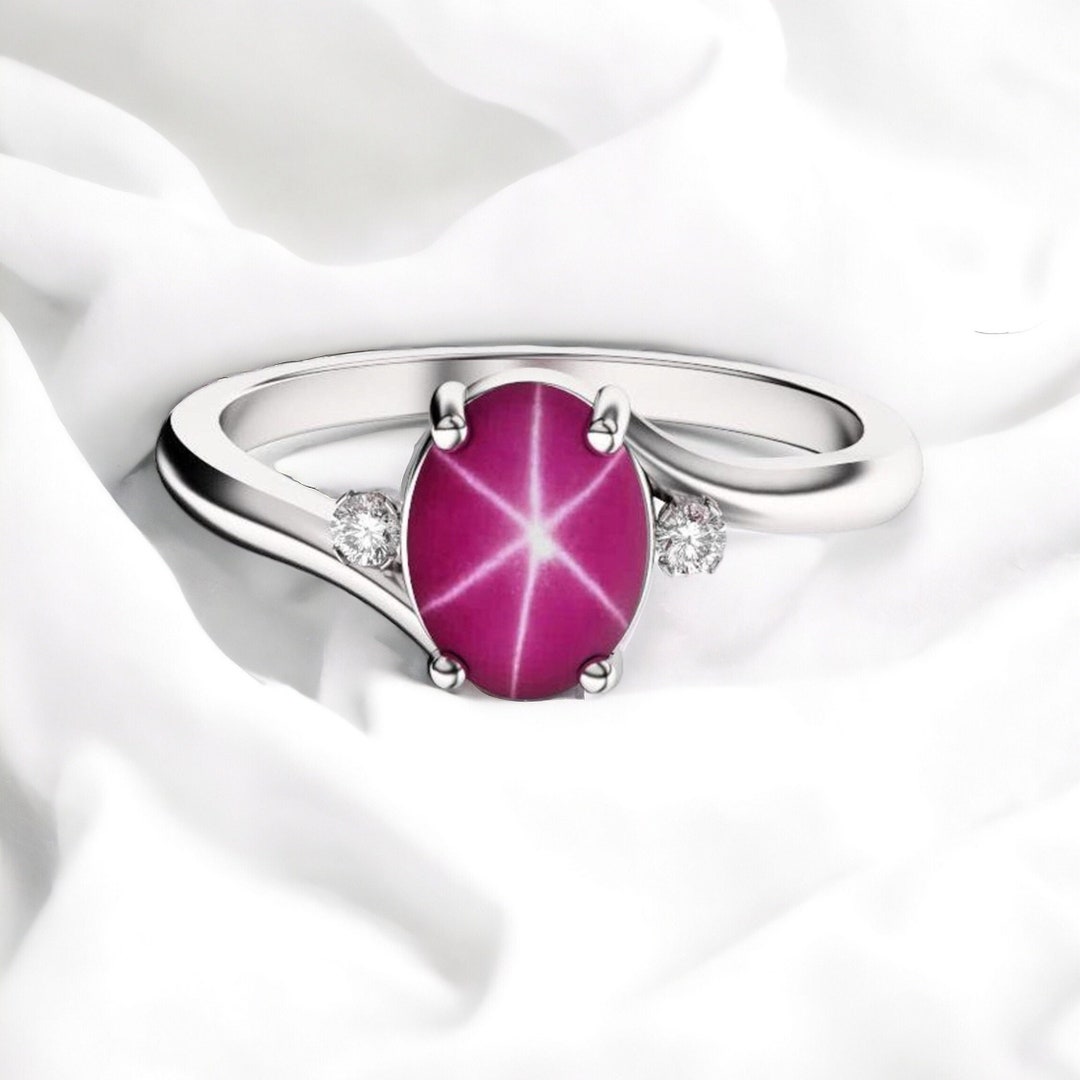 Pink Star Sapphire Ring 925 Sterling Silver Lindy Star Ring Pink Star ...