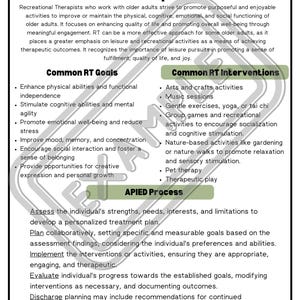 Recreational Therapy Older Adults Educational Handout - Etsy
