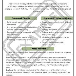 Behavioral Health Recreational Therapy Educational Handout - Etsy