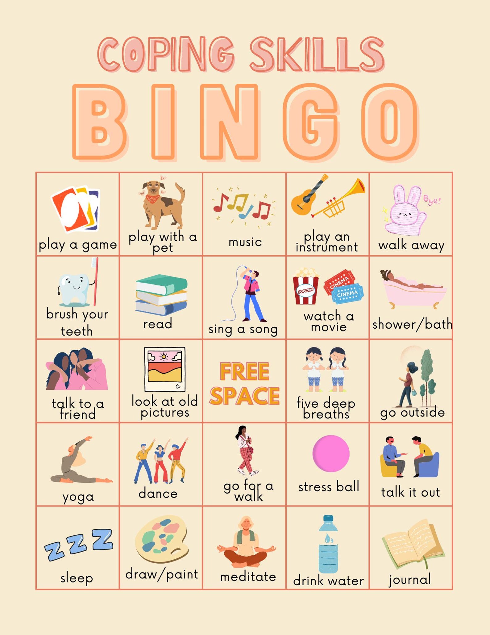 Coping Skills Bingo! - Bingo! for Recreational Therapy, Activity ...