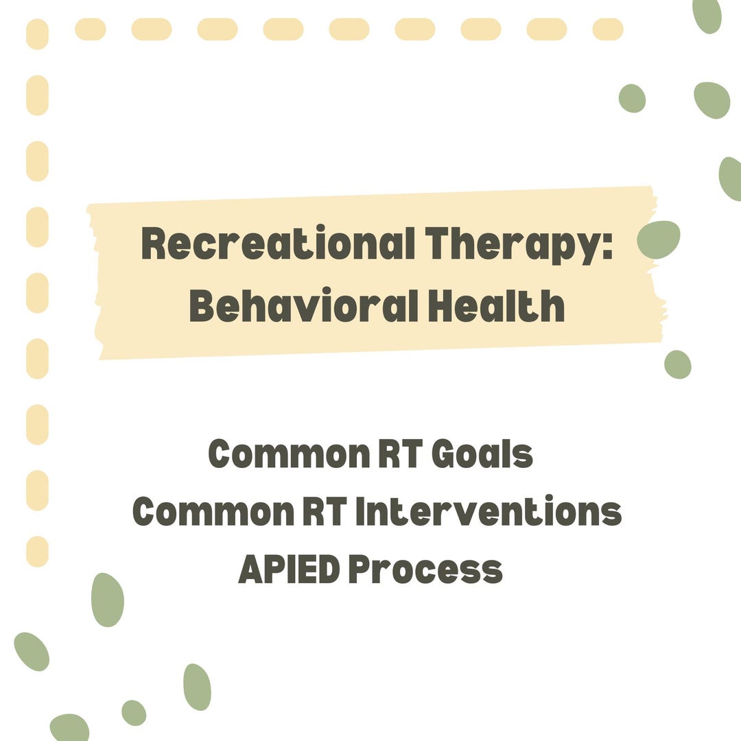Behavioral Health Recreational Therapy Educational Handout - Etsy