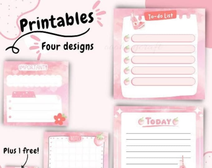 Cute Memo Printable Notepad Kawaii Memo Sheet Bundles - Etsy