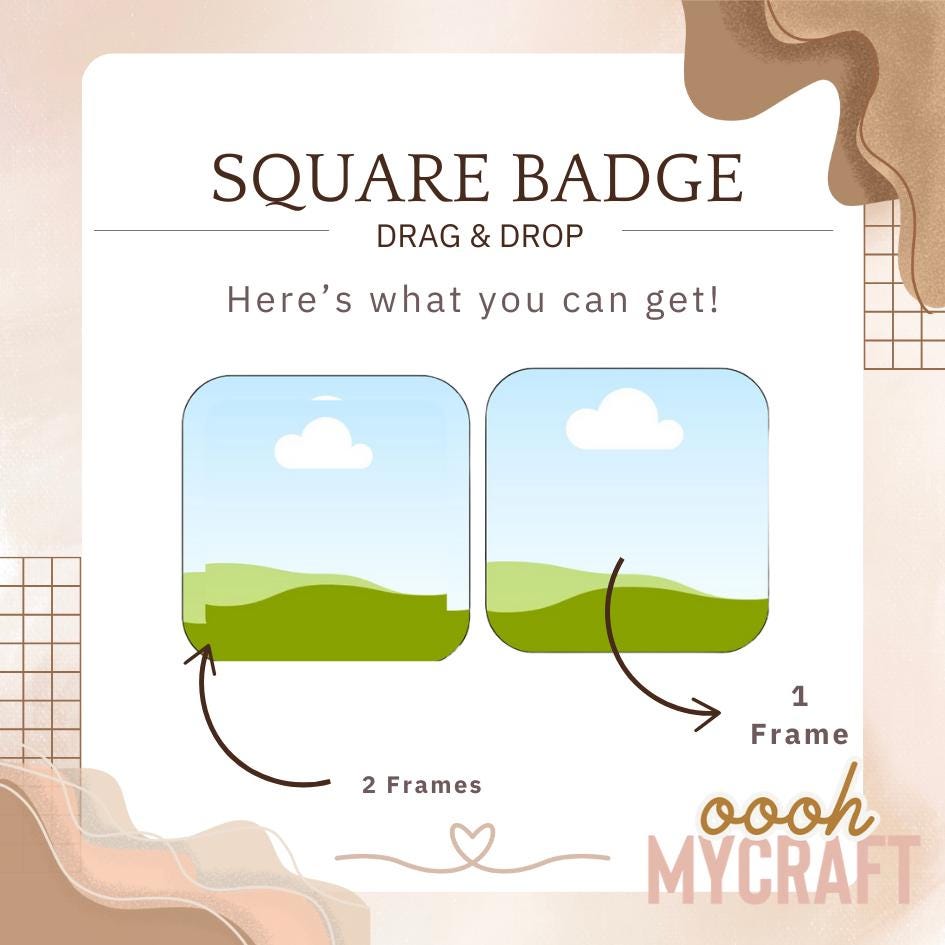 Square Badge Drag and Drop Template | 50mm/ 2inches Square | Drag and ...