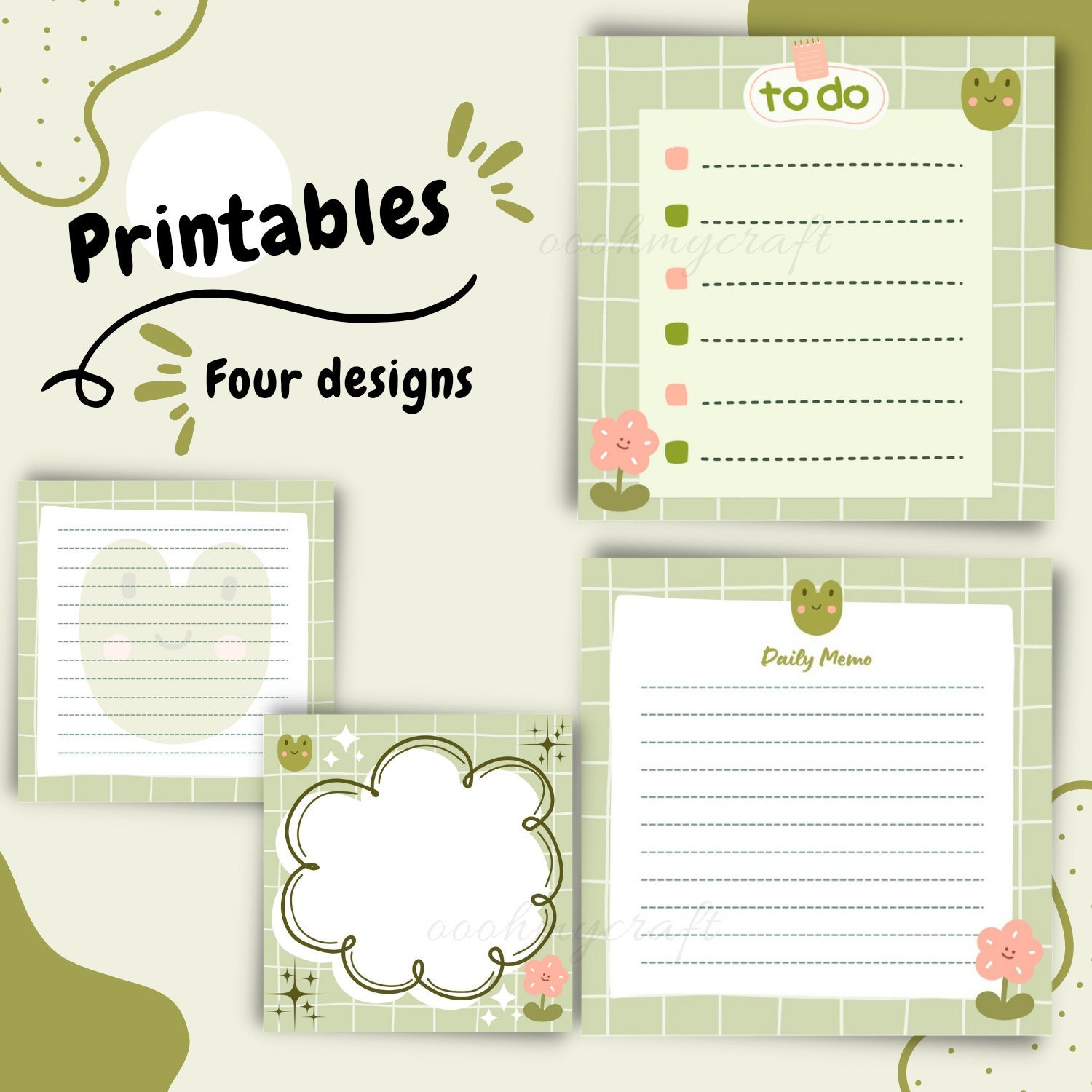 Cutie Frog Cute Memo Printable Notepad Kawaii Memo Sheet Bundles - Etsy