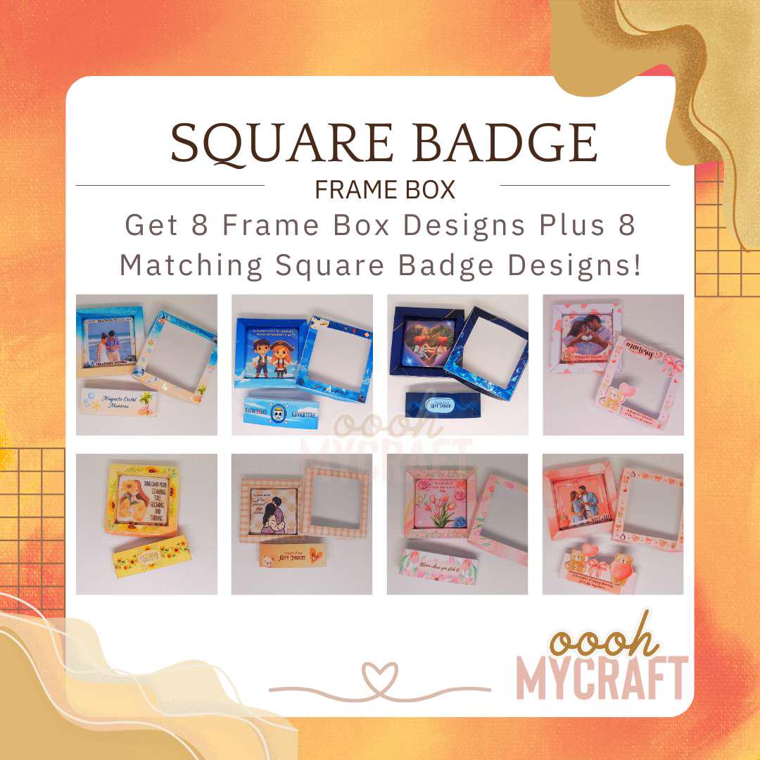 Square Magnet Badge Frame Box Template Set: Customizable and Ready to ...