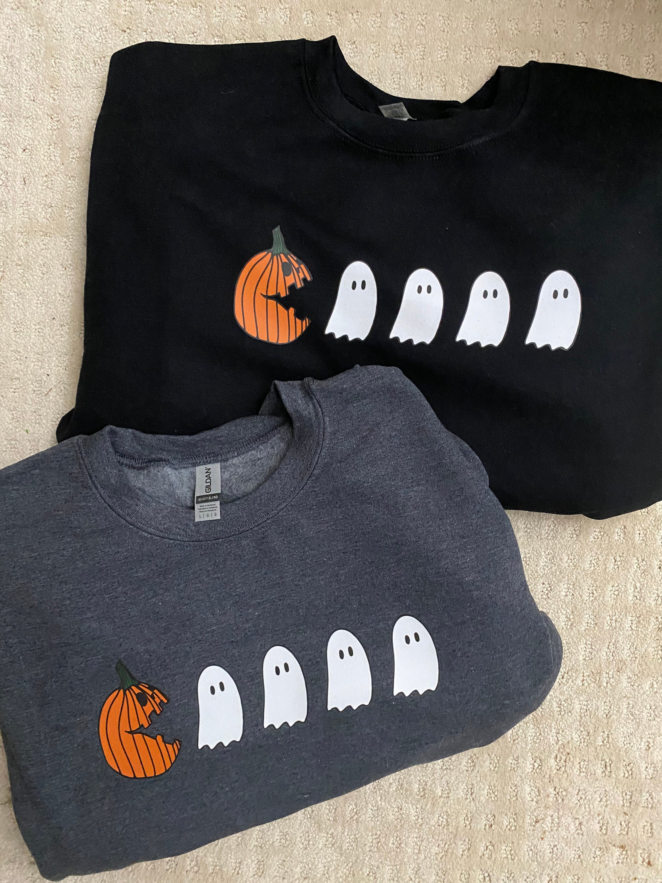Pumpkin Pac-man Sweatshirt, Spooky Season Sweater, Ghost Pumpkin Shirt ...