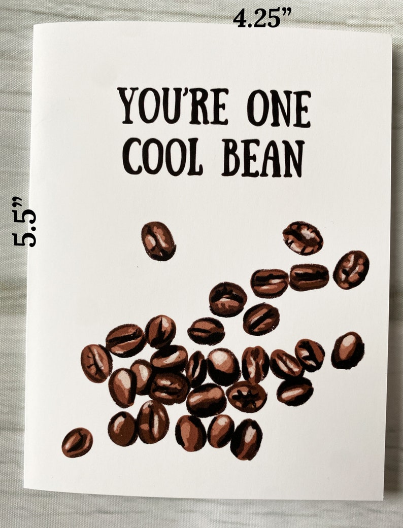 Cool Bean Coffee Bean Card, Appreciation Gratitude Greeting Card ...