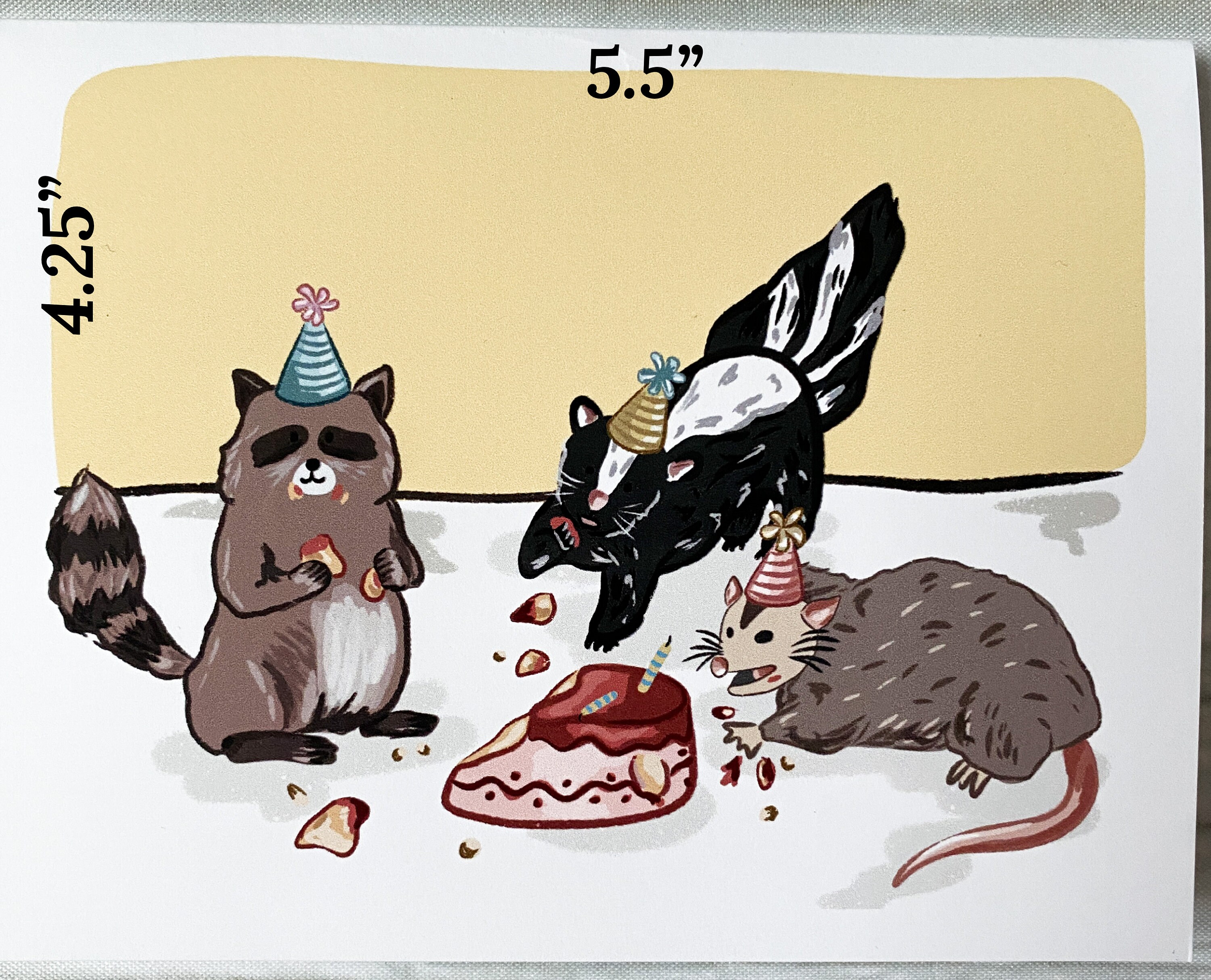 Trash Animals Birthday Celebration Card, Raccoon Possum Skunk Birthday ...
