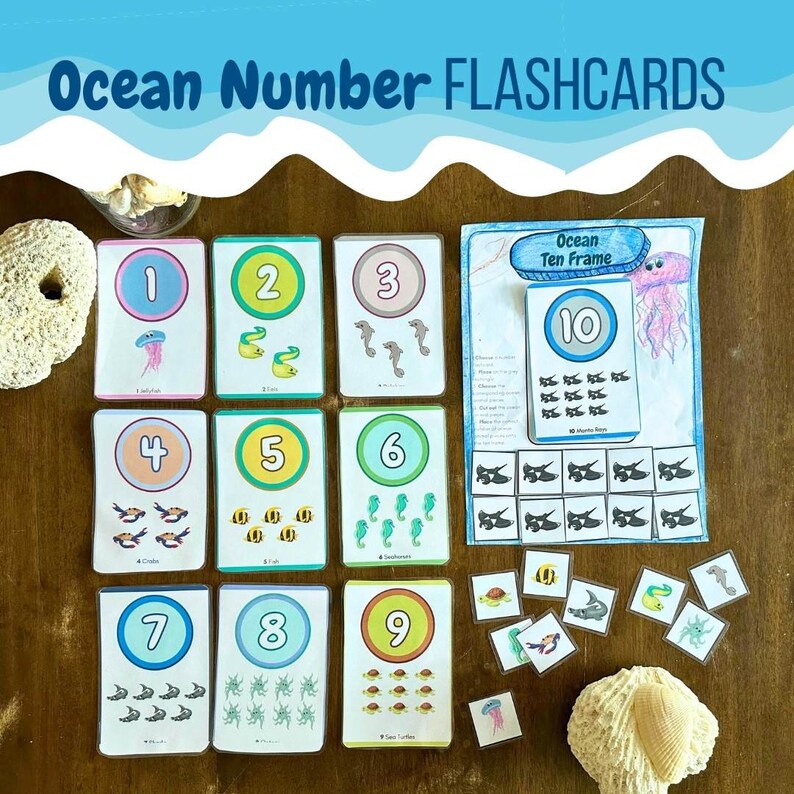Ocean Number Flashcards With Ten Frame Activity - Etsy
