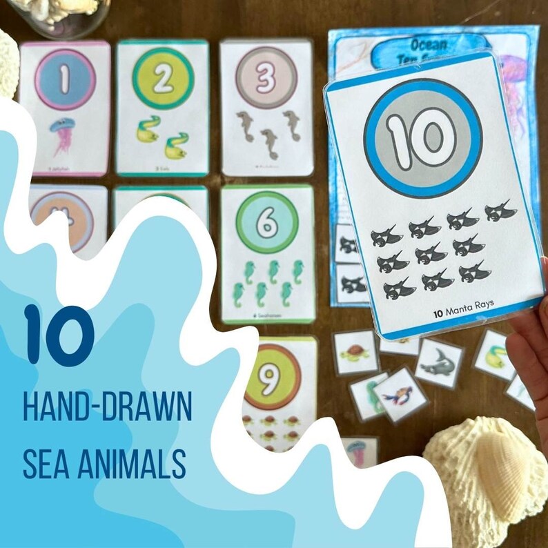 Ocean Number Flashcards With Ten Frame Activity - Etsy Australia