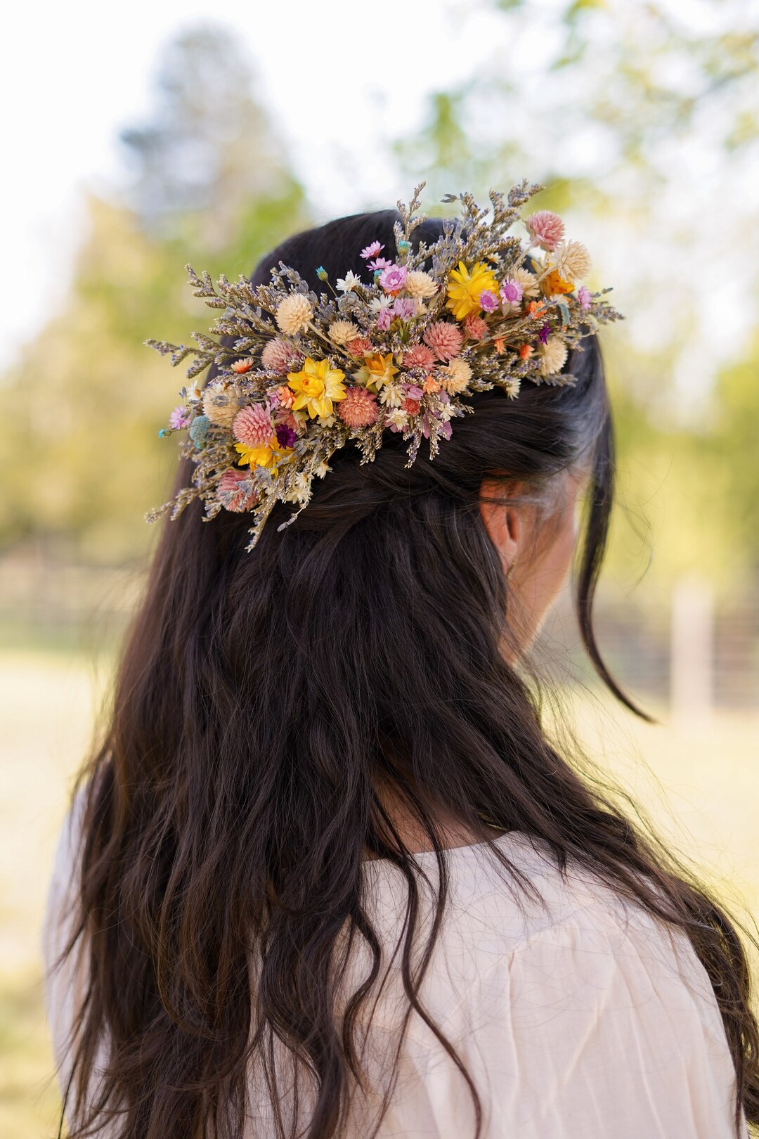 Fairy Queen Dried Floral Large Hair Comb 9 Inch Wide Bridal Hair ...