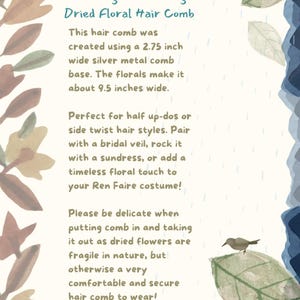 Morning Frolic Large Dried Floral Hair Comb White and Pink Pastel ...