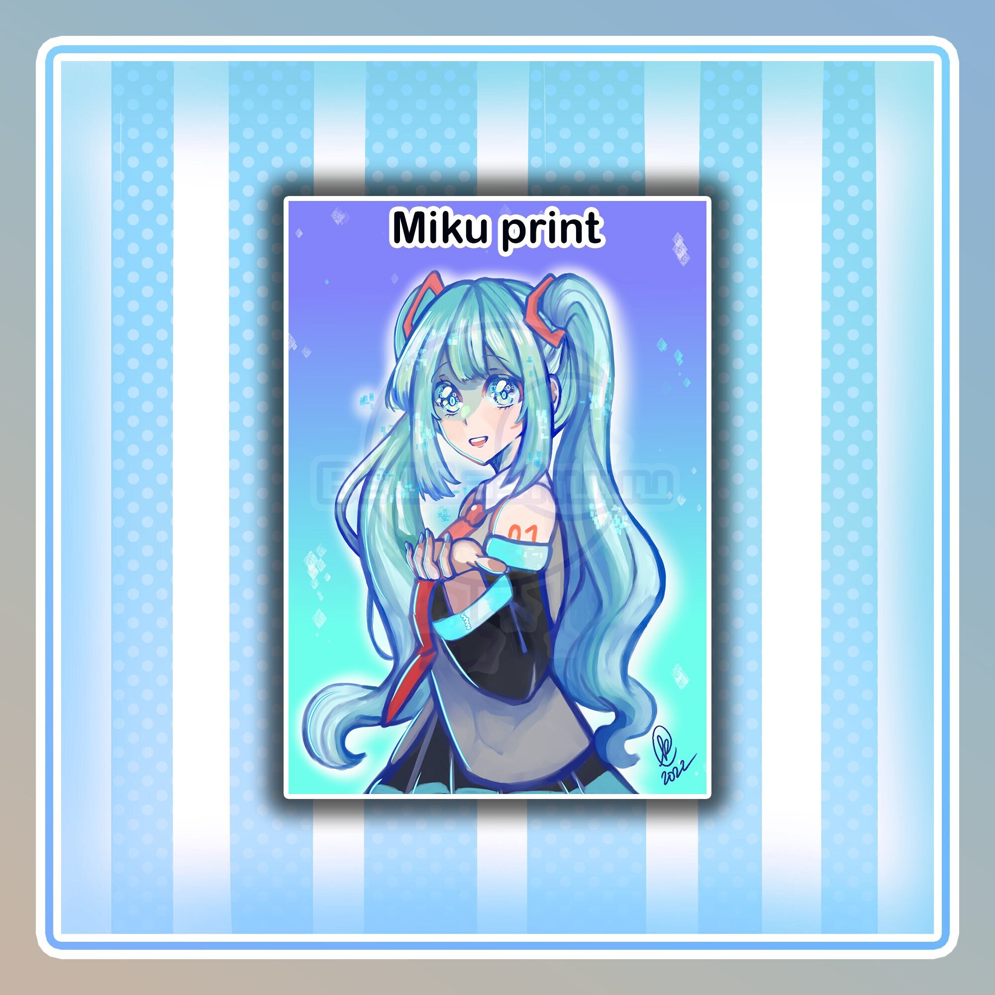 Sparkly Virtual Singer Miku Print 5x7 - Etsy