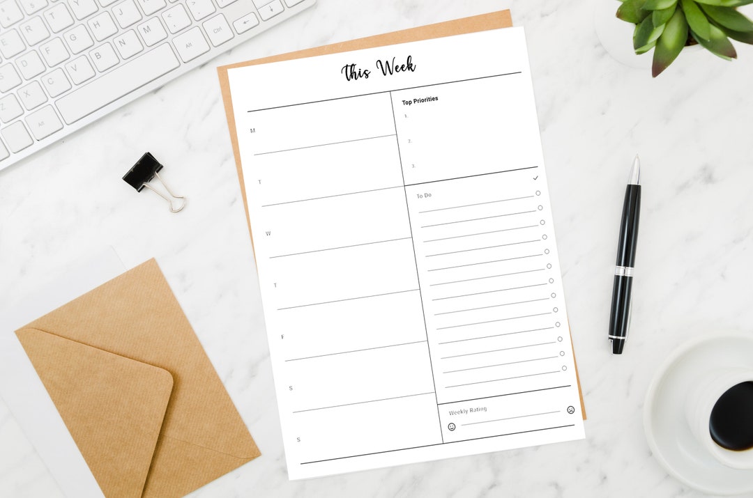 Weekly Planner Printable Template, Vertical Layout, A4/a5/letter ...