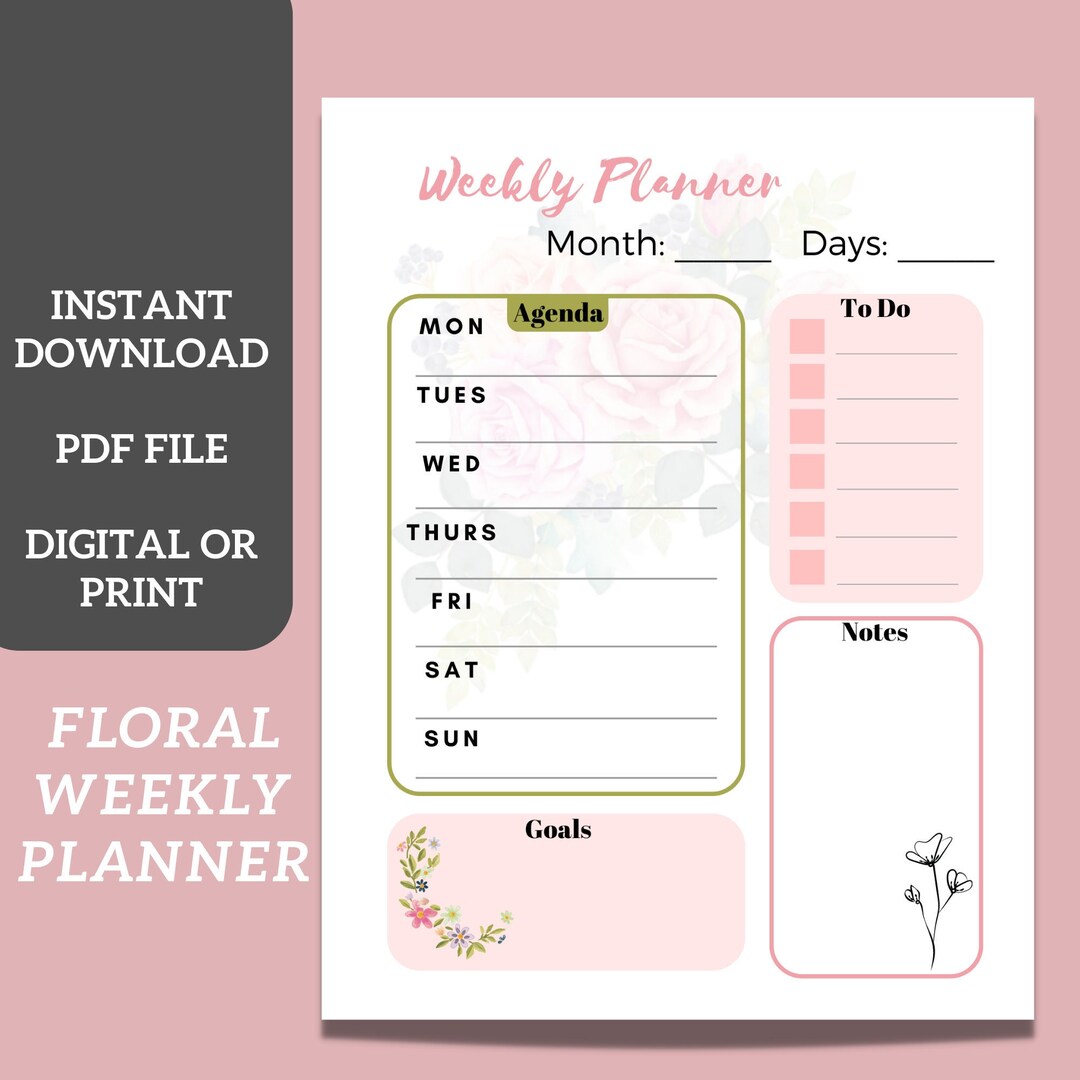 ADHD Planner Printable Weekly Planner Agenda Template - Etsy