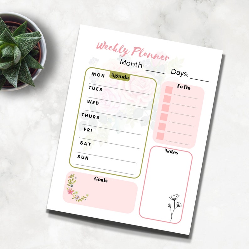 ADHD Planner Printable Weekly Planner Agenda Template - Etsy