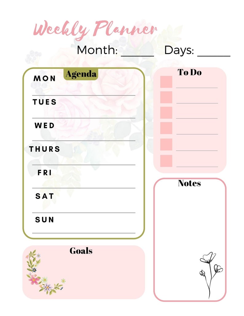 ADHD Planner Printable Weekly Planner Agenda Template - Etsy