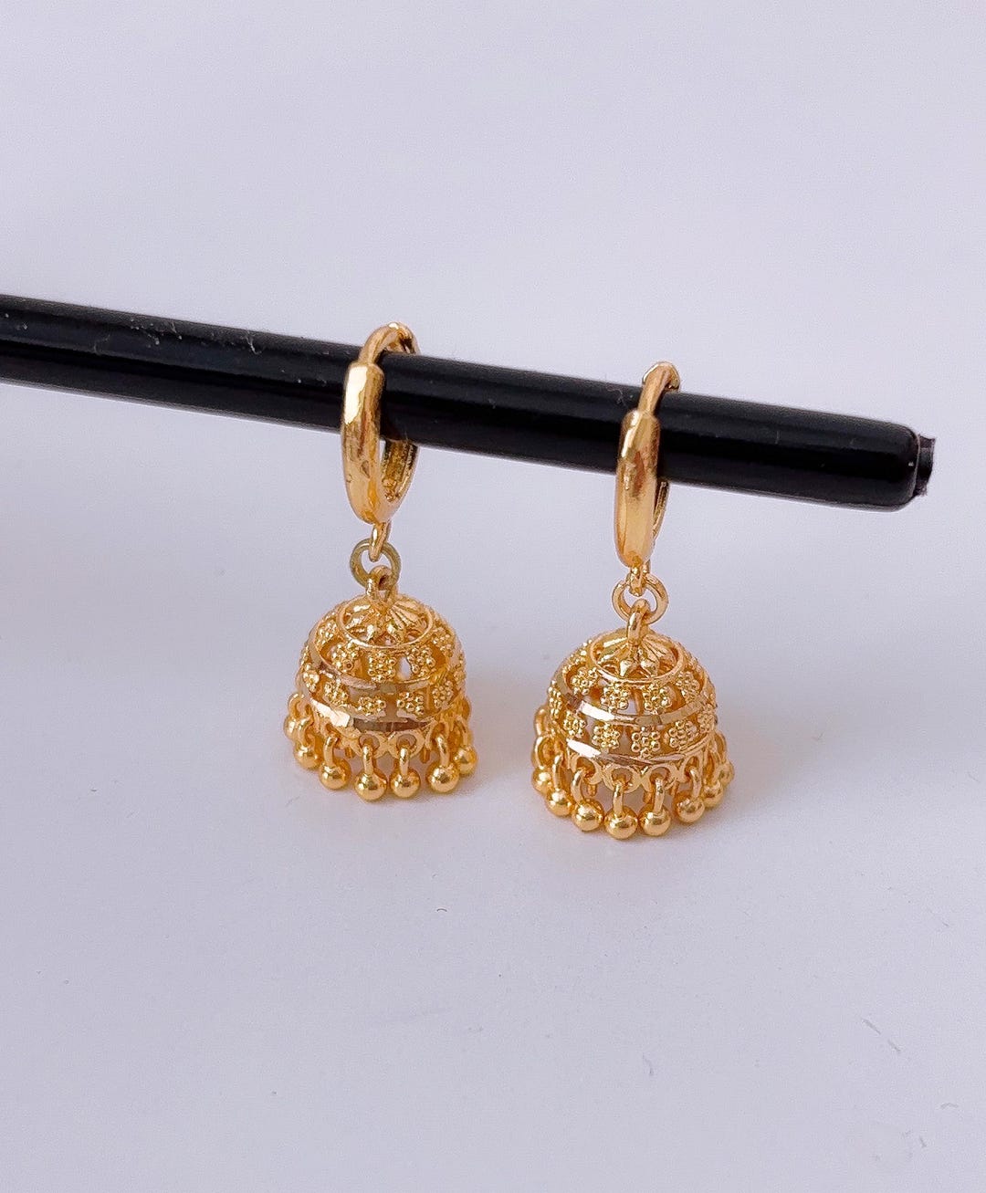 Cute Micro Mini Jhumka Earrings,18k Gold Plated Hoop Earrings,baby Size ...
