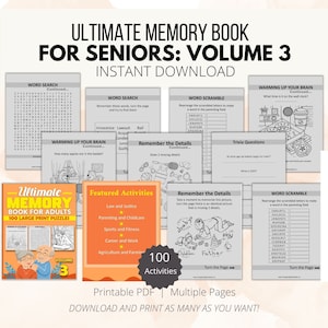 100 Brain Games | Large Print Memory Loss Activities for Seniors With ...